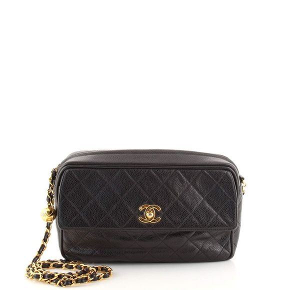 CHANEL | Bags | Chanel Vintage Front Pocket Camera Bag Quilted Caviar ...